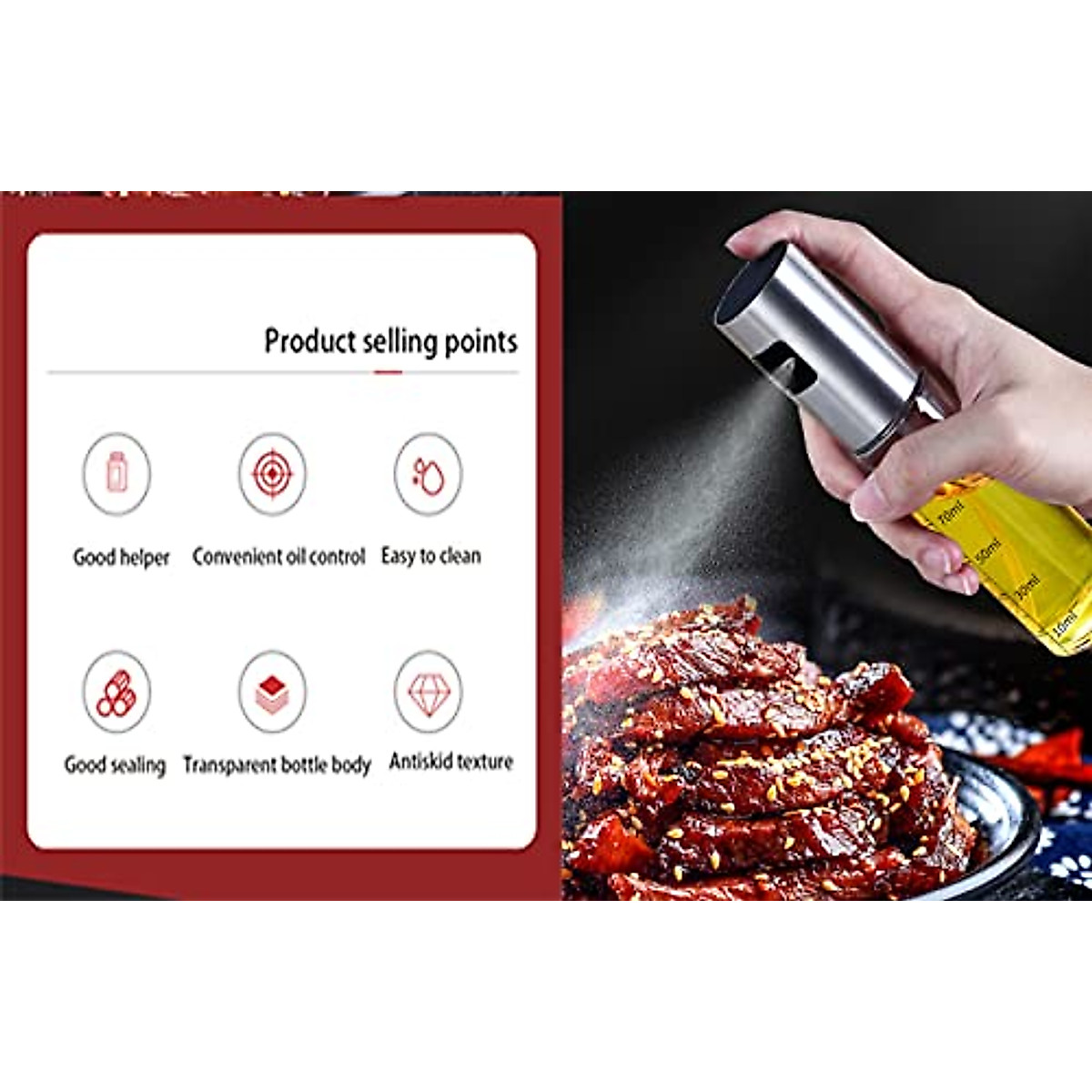 NIKKIER Oil Sprayer for Cooking,100ml Olive Oil Spritzer,Oil Sprayer for Air Fryer, Salad,BBQ,Roasting