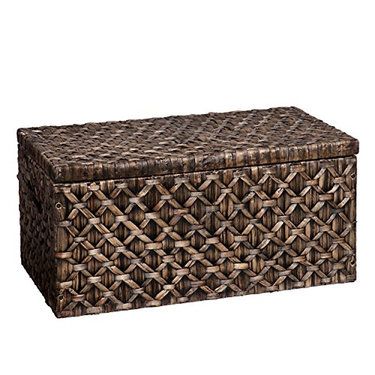 Southern Enterprises Water Hyacinth Diamond Weave Storage Trunk, Blackwashed Finish