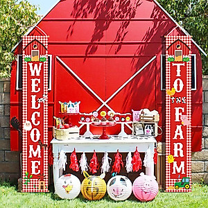 Farm Animal Porch Banner, Barnyard Party Decorations, Farm Animal Themed Party Door Banner, 12×71 Inches, Farm Animal Decorations for Baby Shower Birthday Wedding Party