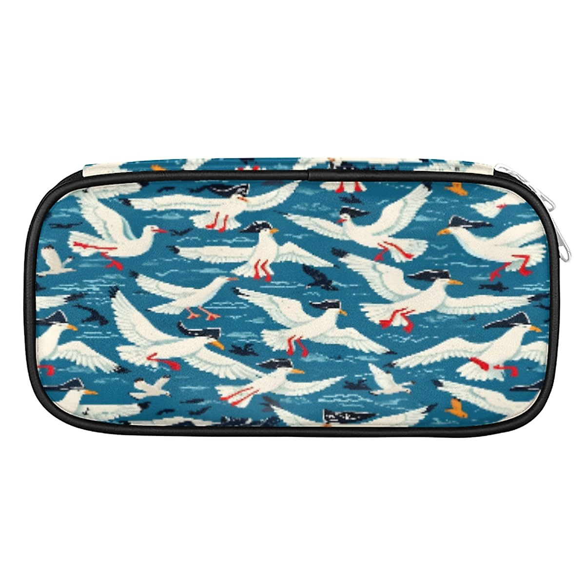 CFERSAN Pencil Case Aesthetic Pouch for Boys Girls Funny Bird Ocean Summer,Cute Kids Special Pen Bag Large Capacity Marker Case Storage with Zippers,Preppy Crayon Box Organizer for School Class