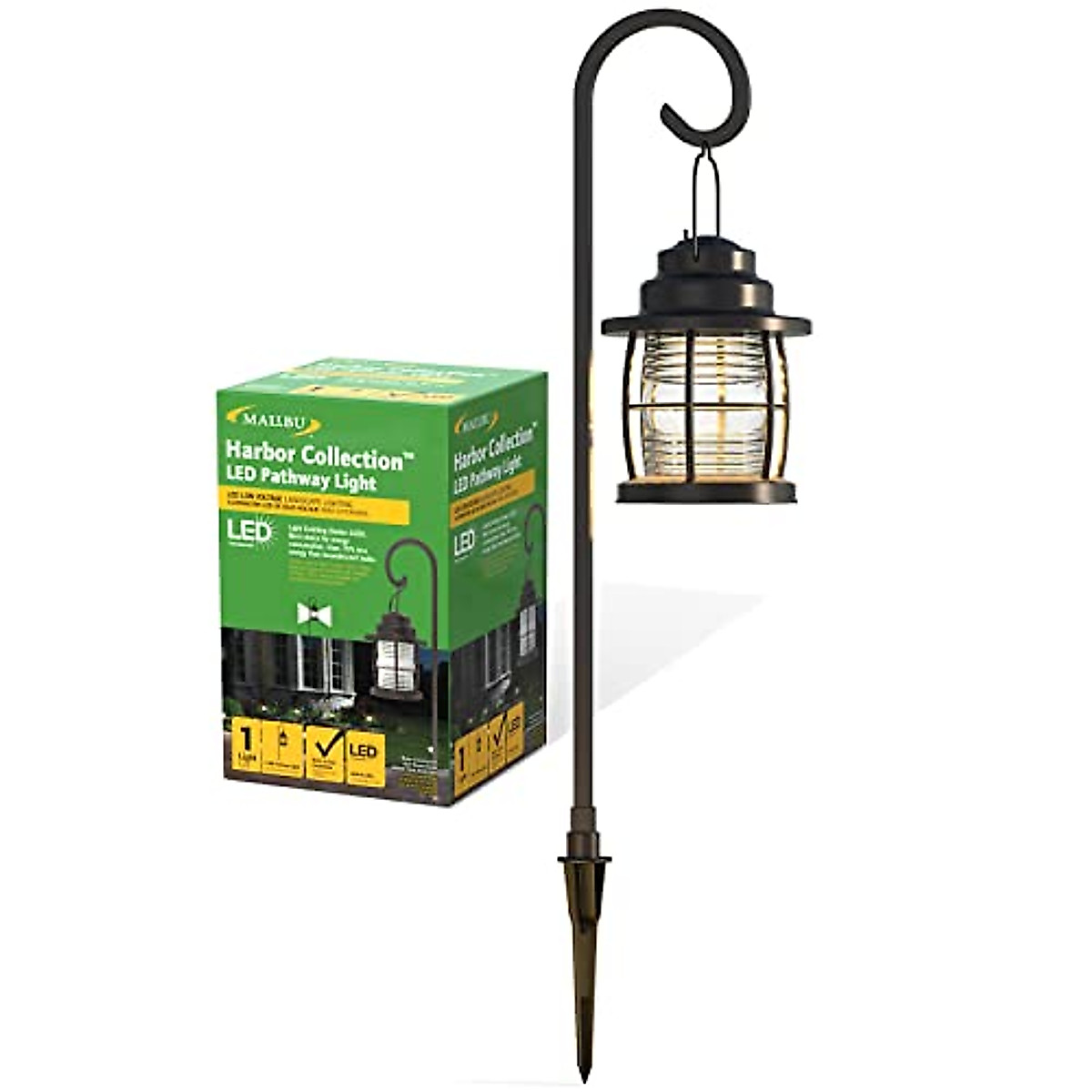 Malibu Harbor Collection LED Pathway Light LED Low Voltage Landscape Lighting, Hanging Pathway Lights Dual Use Shepherd Hook Lights for Driveway, Yard, Lawn, Pathway, Garden 8422-4110-01