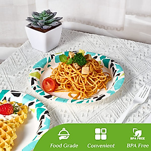 FOCUSLINE 360 Pack Paper Plates 8.375 Inch, Disposable Paper Plates Bulk 360 Count, Soak-Proof & Cut-Proof Bulk Paper Plates for Parties, Picnic and Family Gatherings.