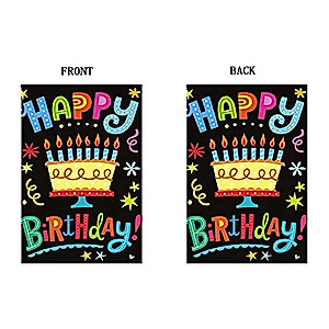 Happy Birthday Garden Flag Cartoon Double-sided Printing Flags Happy Birthday Garden Banner Linen Outdoor Lawn Signs Birthday House Sign Poster Party Flags Decorations For home Outdoor Suitable For Birthday Party (12 X 18 Inches)
