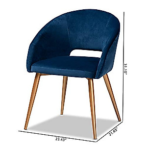 Baxton Studio Dining Chairs, Navy Blue/Gold