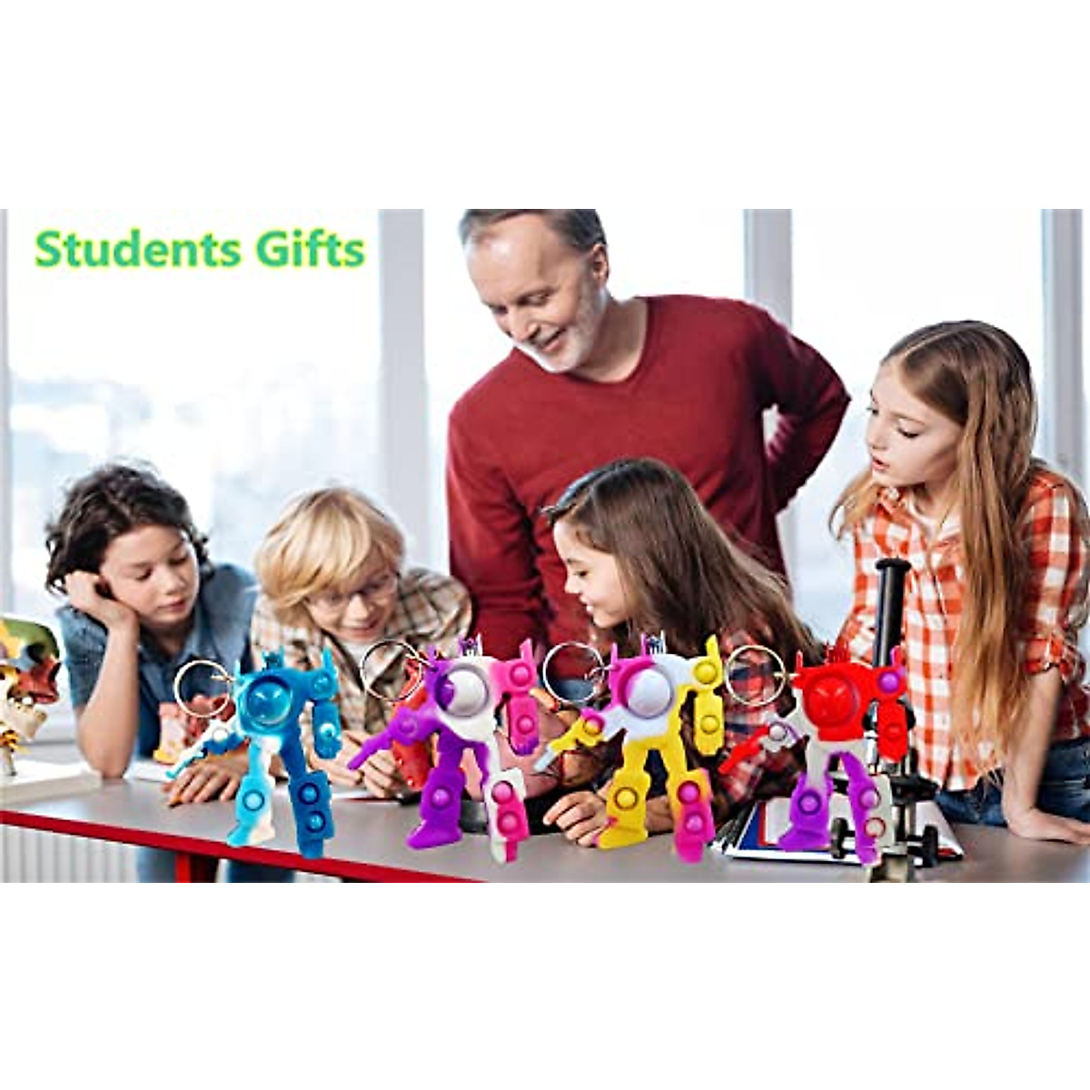 mypush popo 20 Packs Christmas Classroom Students Gifts Bulk Rainbow Bubble Fidgets Gifts From Teacher, Car Robot Mini Pop Holiday Rewards Party Favors for Kids Adult