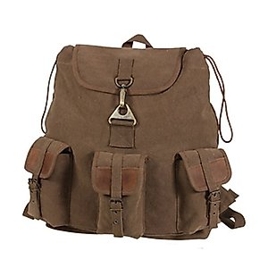 Rothco Brown Vintage Wayfarer Backpack with Leather Accents