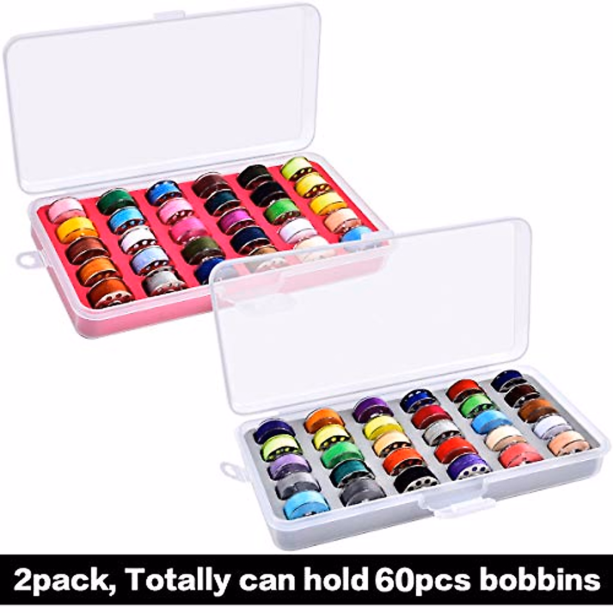 Bobbin Holder Storage Case Sewing Box Thread Organizer Holds 60pcs Bobbins for Brother Sewing Machine- 2pack(Box Only)