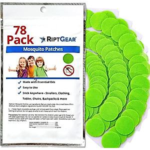 RiptGear Mosquito Patches - 78 Pack of Bug Stickers for Kids and Adults, Natural Citronella Patch Sticks to Any Surface - DEET Free Mosquito Stickers
