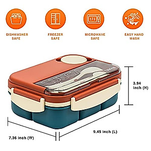 Holee Bento Box Lunch Box with Insulation Bag, Lunch Containers for Adult with Leakproof Divider Utensil Set Multiple Compartments BPA Free