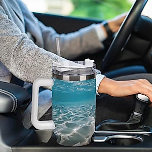 Starfish And Seashell on The Beach 40OZ Tumbler Stainless Steel Travel Mug Water Bottle Car Cup Tea Cups with Lid White-style