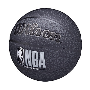 WILSON NBA Forge Series Indoor/Outdoor Basketball - Forge Pro, Black, Size 7 - 29.5"