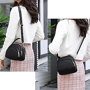 INITIAL LEAF Women Small Crossbody Bag Girls Phone Purse Mini Shoulder Pouch Ladies Nylon Messenger Pack Wallet Handbag (Black)