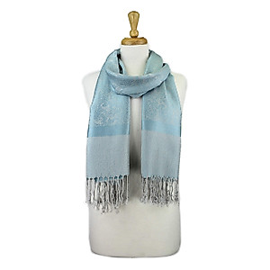 PASKMLNA Paisley Jacquard Pashmina Shawl Wrap Scarf Stole (Skyblue01890)