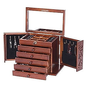Yalych Jewelry Box Jewelry Boxes Wooden Jewelry Box With Lock Chinese Style Jewellery Boxes Bracelet Necklace Earrings Ring Storage Box Jewelry Storage jewellery case Jewelry Organizer