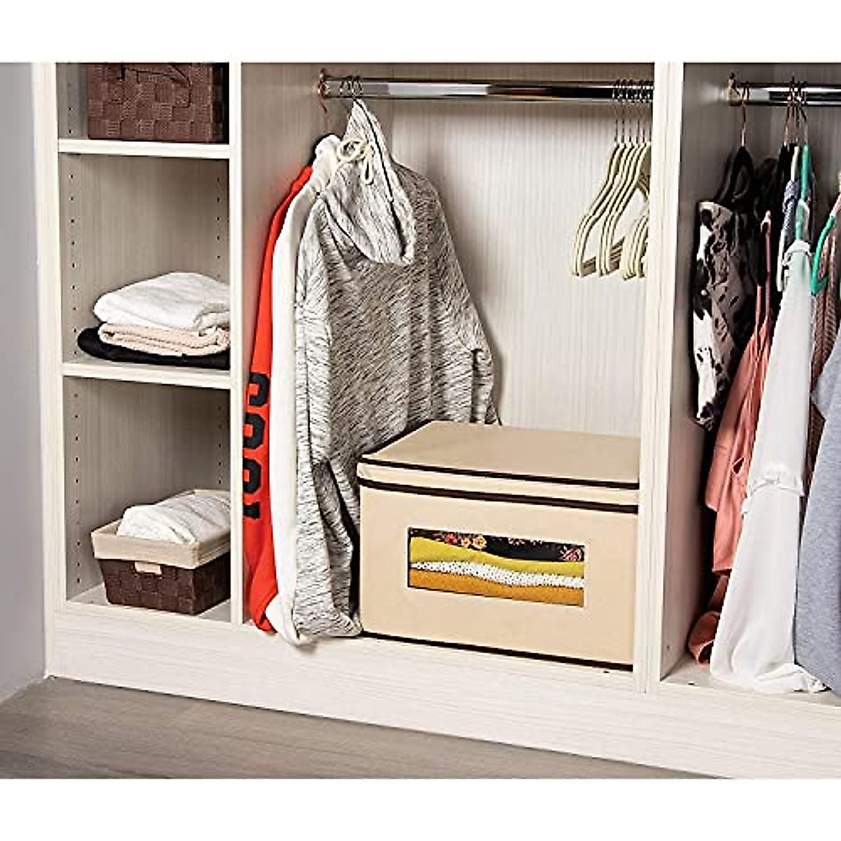 Juvale Foldable Storage Bins, Fabric Cubes (Cream, 16.2 x 10 x 12 in, 3 Pack)