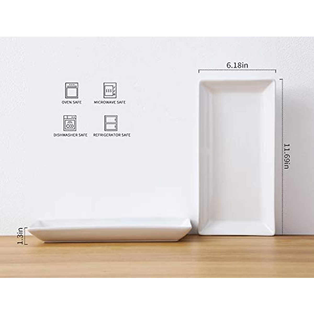 YHOSSEUN Porcelain Serving Platters Rectangular Trays White Serving Platters for Party, Stackable Set of 4,12 inch