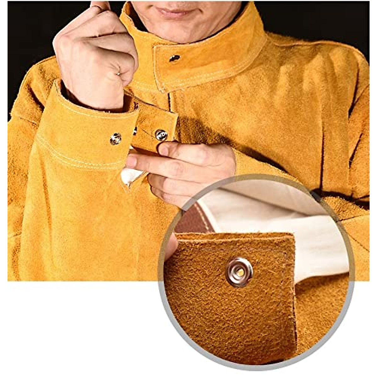 Cylele Mgg Overalls Cowhide Welding Suit Denim Breathable Welder Protective Suit,Brown,3XL