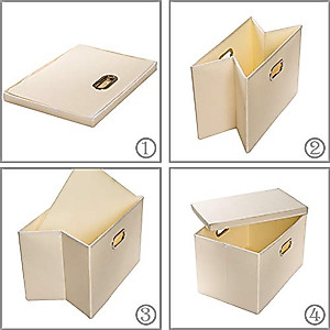 PRANDOM Large Collapsible Storage Bins with Lids [3-Pack] Fabric Foldable Storage Boxes Organizer Containers Baskets Cube with Cover for Home Bedroom Closet Office Faint Yellow(17.3x11.8x11.8)