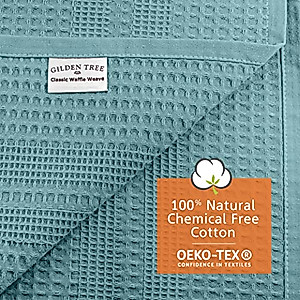 GILDEN TREE Waffle Towel Quick Dry Thin Exfoliating, 4 Pack Washcloths for Face Body, Classic Style (Seafoam)