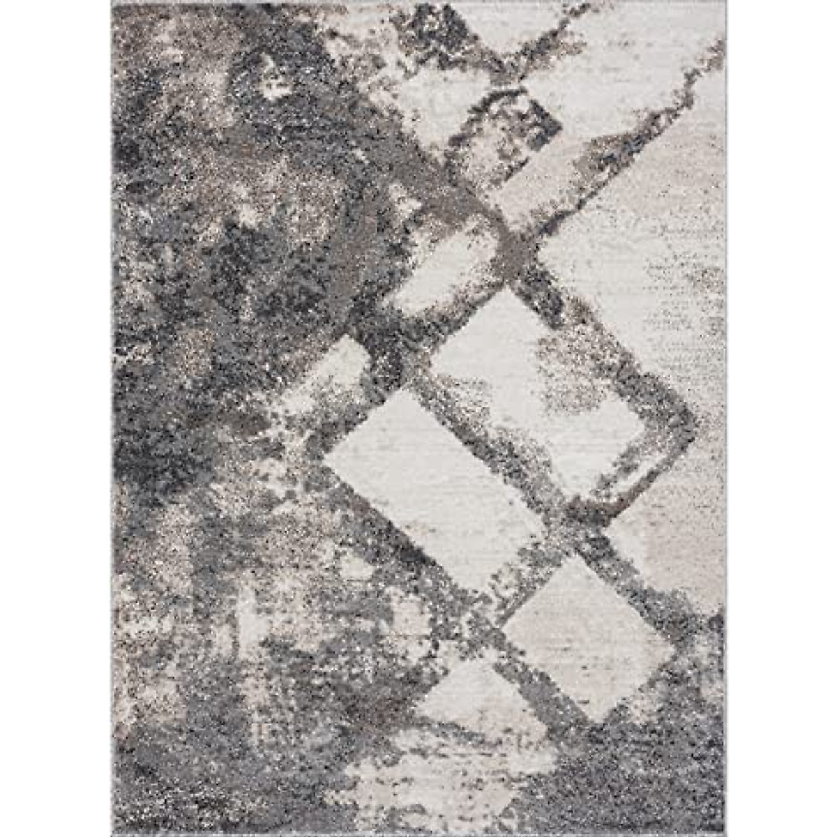 LUXE WEAVERS Lagos Grey 4x5 Art Deco Area Rug, Abstract Design, Geometric Carpet for Living Room and Bedroom