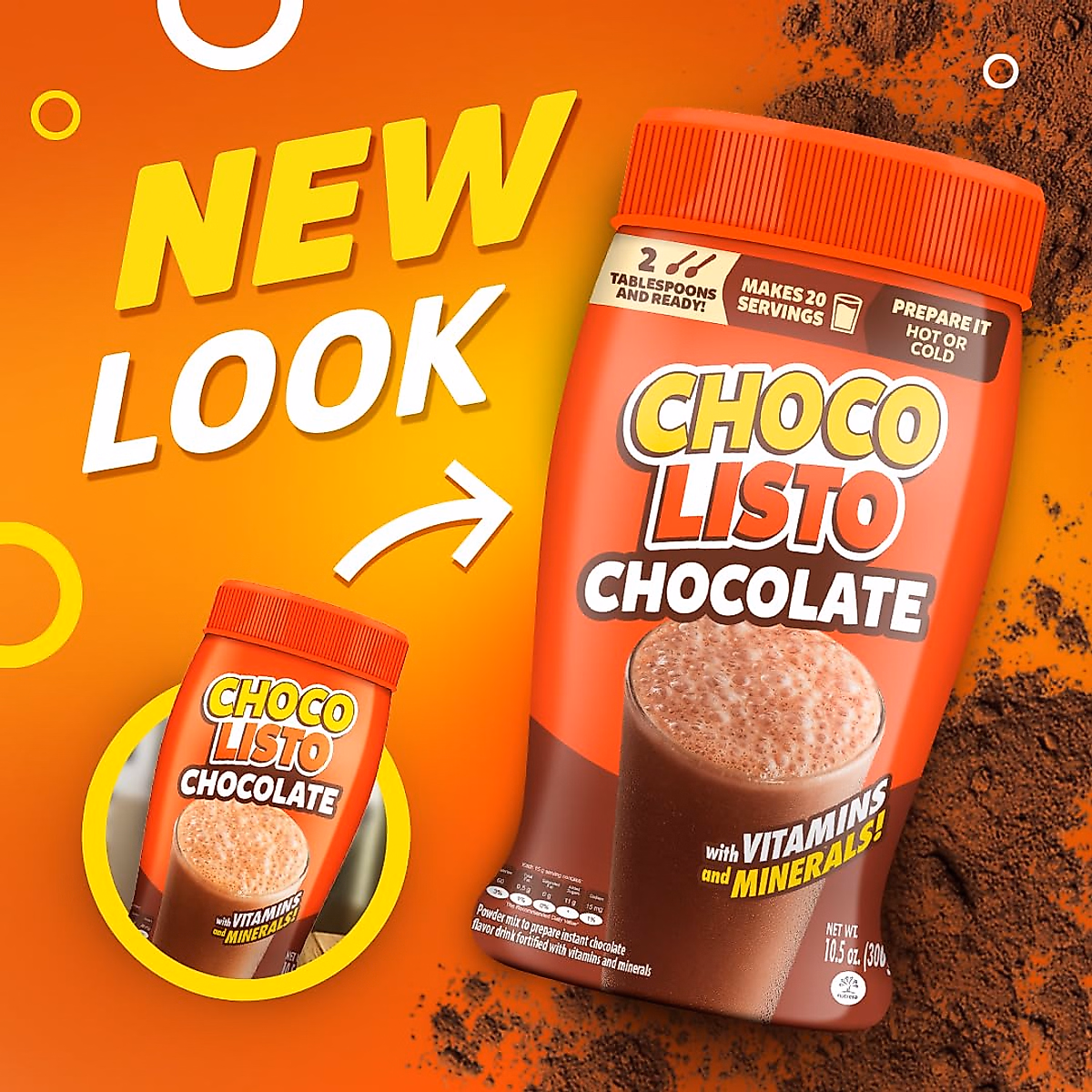 Chocolisto Instant Chocolate Drink, Nutritious Beverage with Vitamins and Minerals, 10.5 oz, Pack of 1.