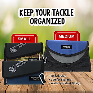 Reaction Tackle Fishing Tackle Organizer Case | Soft Bait Binder | Keep Soft Plastic Baits and Tackle Organized | Removable Storage Pockets Small Bait Binder- Blue