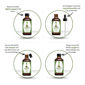 SVA Castor Oil 4 oz (118 ml) Premium Carrier Oil, Cold–Pressed, Hexane Free, with Dropper for Hair Care, Hair Oiling, Scalp Massage, Skin Care & Massage