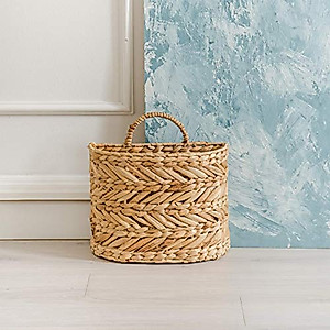 Artera Wicker Hanging Basket - 30cm x 13 cm Small Woven Fern Hanging Basket Flower Plants, Water Hyacinth Woven Basket
