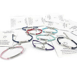 VALIJINA 8 Pieces Teach Blessing Card Bracelets for Women Men appreciation gifts Bracelets Card Teacher Bangles Teacher's Day Gift Bracelets Back to School Gifts