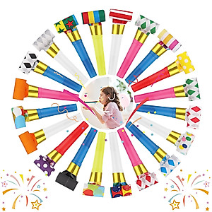 20 Pieces Party Blowers, Party Noise Makers Funny Party Blowouts, Colorful Birthday Blow Horns Whistles for New Years Birthday Sporting Events Graduation Wedding Party Supplies