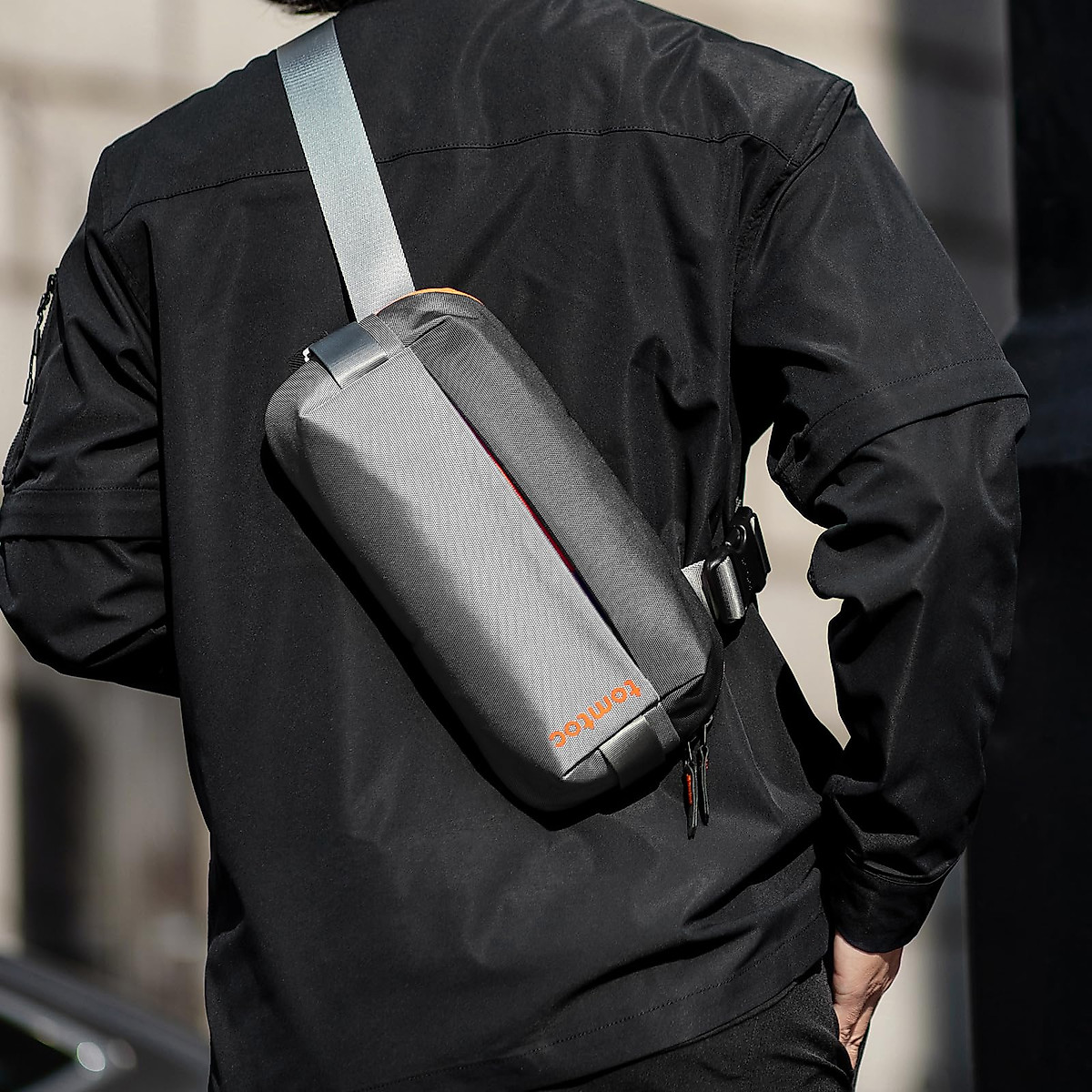 tomtoc Compact EDC Sling Bag, Minimalist Chest Shoulder Backpack Crossbody Sling Daypack for Men Women, Water-resistant Lightweight Everyday Carry Casual Pack for Tactical, Travel, Work, Gym, Sport