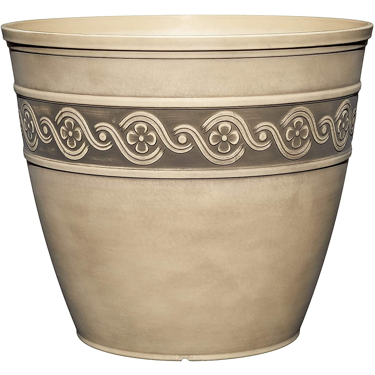 Classic Home and Garden Corinthian Resin Flower Pot Planter, Concrete Grey, 10"