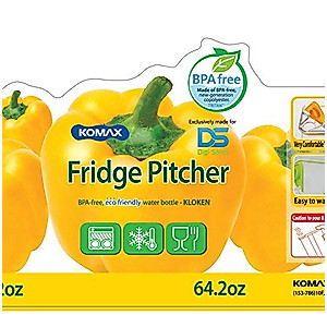 Komax Tritan Plastic Pitcher With Lid | 60-oz (1.8-quart) Water Pitcher With Green Lid | Compact Water, Tea, Lemonade, Milk, Sangria Pitcher | Square BPA-Free Water Pitcher