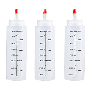 HuoHuo Squeeze Bottle 3Pcs 8 Oz Premium Food Grade Plastic Bottles w/Yorker Tips (3Pcs) Plastic Squeeze Bottles For Sauces Empty Refillable Bottles for Arts, Crafts & Kitchen
