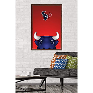 Trends International NFL Houston Texans - S. Preston Mascot Toro 20 Wall Poster, 22.375" x 34", Mahogany Framed Version