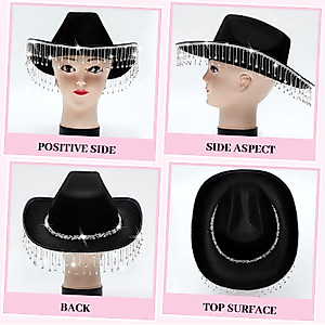 Hercicy Light up Rhinestone Cowboy Hat Glitter Cowboy Hat Sparkly Cowgirl Hat for Concert Birthday Party Beyonce Renaissance(Black, 1 Pack)