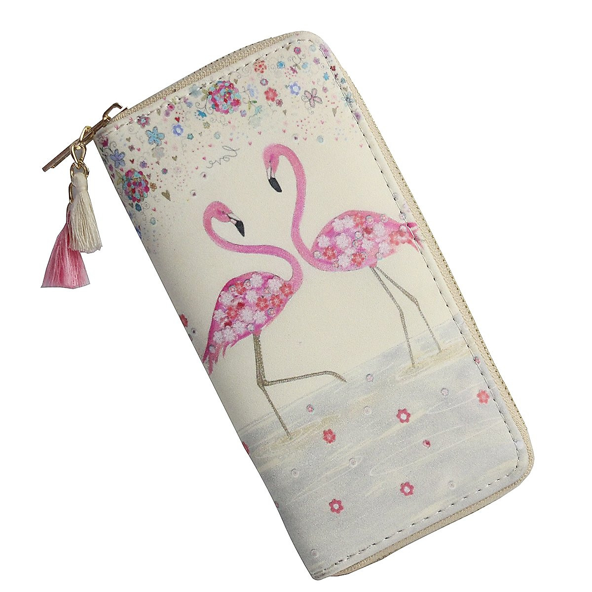 Timlee Cute Unicorn Long Wallets Pink Flamingo Wallets With Tassels Long Purse Girls Christmas Gift(Flamingo)