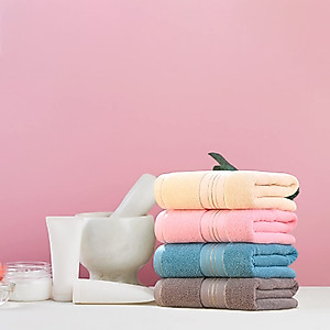 Thmyo 2 Pack 100% Cotton Super Soft Bath Towels Set, Highly Absorbent Hand Towels, Cotton Towels for Bathroom Quick Drying Large Bath Towels for Beach, Spa, Hotel (1 Bath Towel and 1 Hand Towel, Pink)