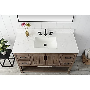 UrbanFurnishing.net - Harvey 48-Inch (48") Rustic Modern Farmhouse Bathroom Vanity - Brown Spruce