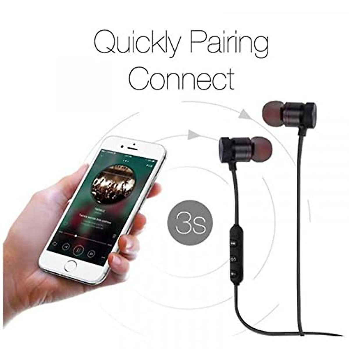 Wireless Magnetic Sport Neckband Headphones (Silver)