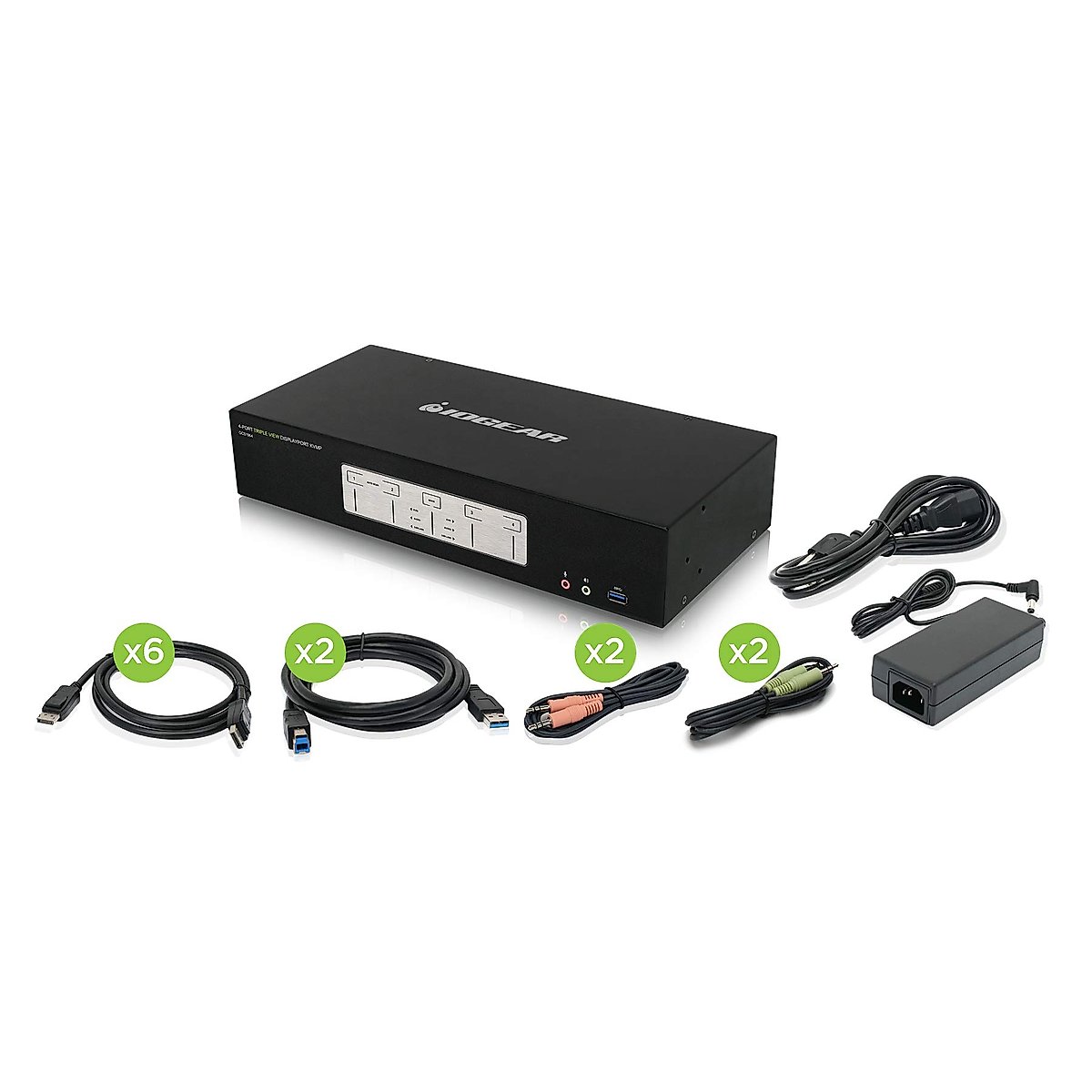 IOGEAR 4-Port 4K DisplayPort Triple View KVMP - 3 HDMI Monitors Outs - Converts DisplayPort to HDMI Out - 4096 x 2160 @60Hz - Control/Share USB 3.0 peripherals - Win 7+ Mac OS Linux - GCS1964