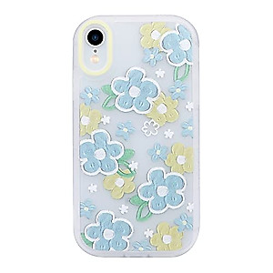 PNATEE Case for iPhone XR, Light Yellow Flower Floral Design for Women Girl Full Body Slim Soft Protective Case TPU Cover for iPhone XR (6.1 inch)