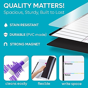 Magnetic Chore Chart Dry Erase Whiteboard Set - Reward Chores Chart for Multiple Kids, Teens & Adults (11.5"x 15"), Daily To-Do, Grocery, Notes (7"x 9") -Behavior Chart For Fridge & 6 Fine Tip Markers