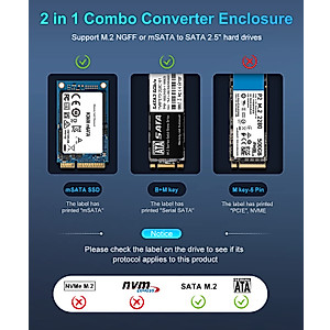 ZEXMTE M.2 NGFF or mSATA to USB 3.0 Adapter 2-in-1 NGFF or mSATA Converter Reader Card with SATA Cable Converter as Portable Flash Drive External 2.5 inch Hard Drive,Support SATA NGFF B/B+M Key SSD