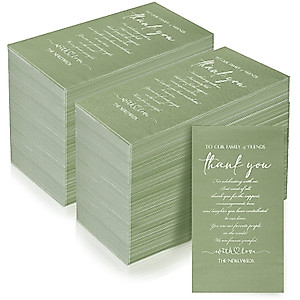 200 Plain Thank You Wedding Napkins Cocktail Beverage Napkins Newlyweds to Family Friends Guests 3 Ply Facial Tissues Napkins Pack Wedding Shower Engagement Rehearsal Dinner Party Supply (Sage Green)