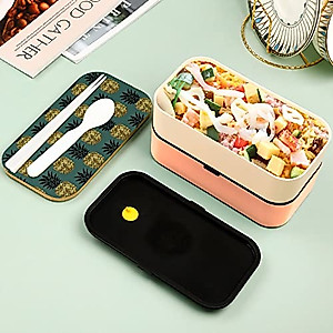 Pineapples Bento Lunch Box Leak-Proof Bento Box Food Containers with 2 Compartments for Offce Work Picnic Yellow-Style