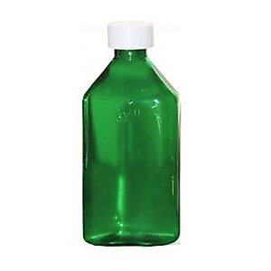 Pharmacy Bottle - Oval Plastic Bottle - 12 oz - Green - Child Resistant Caps - 12 pcs (Medicine Bottle, Prescription Bottle, Liquid Medicine) by AmexDrug
