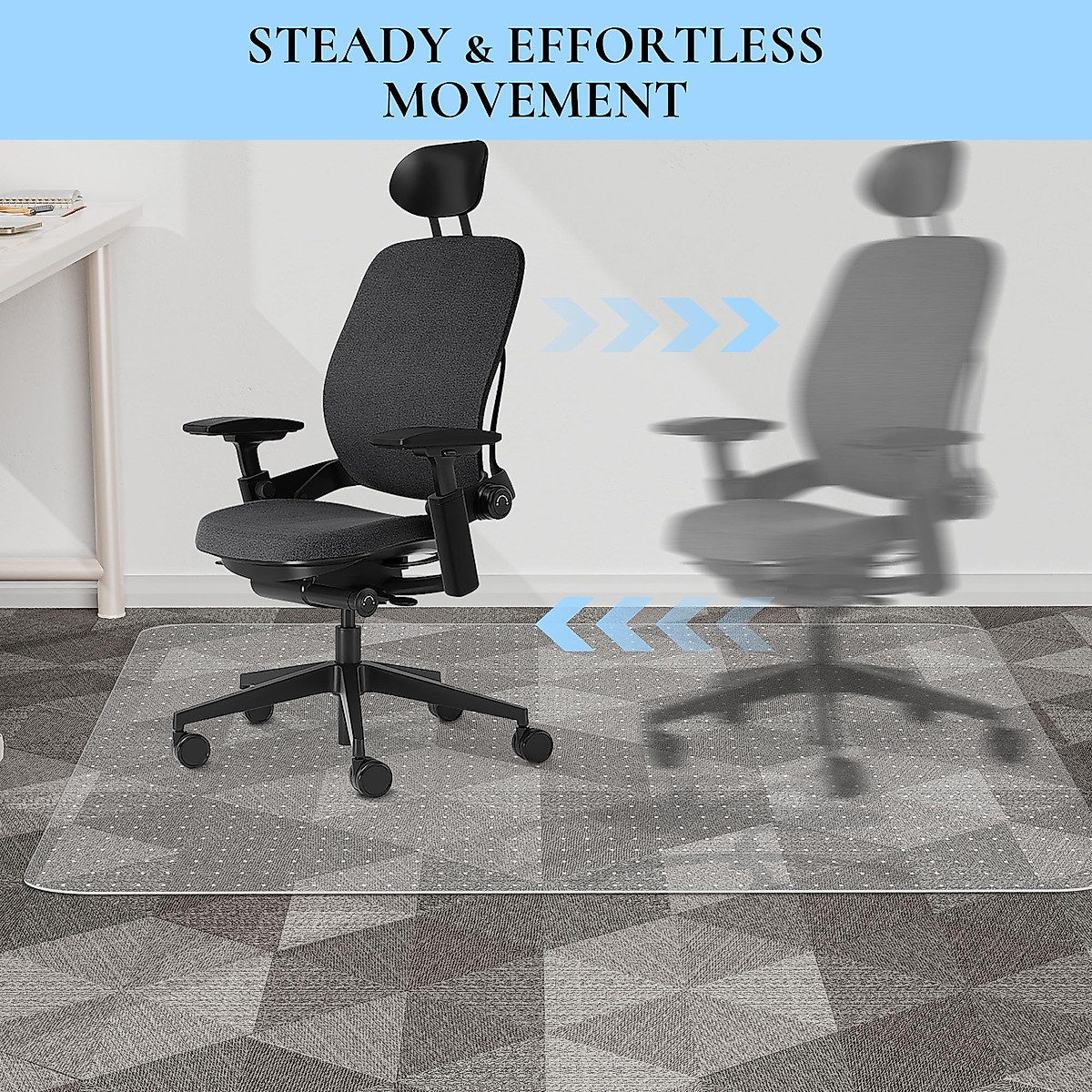 HOMEK Chair Mat for Carpeted Floors, 30” x 48” Transparent Thick Office Floor Mats for Low Pile Carpet Floors