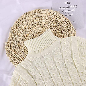 MODNTOGA Toddler Baby Boys Girls Knit Sweaters Cable Turtleneck High Collar Fall Winter Soft Warm Sweater Pullover Tops(White,2-3T)