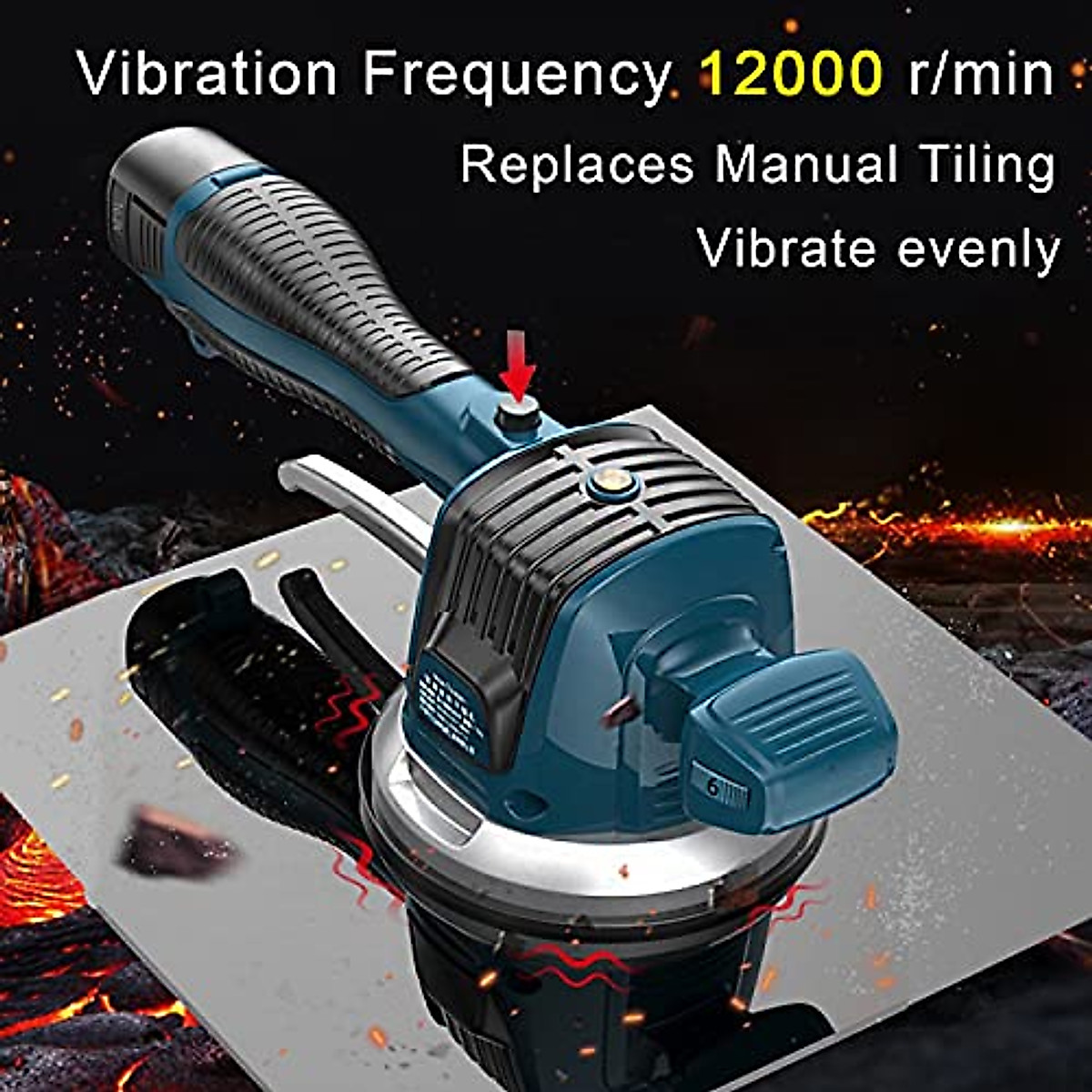 Tile Vibration Machine Installation Tool - Nopwer Tiling Suction Cup for Leveling Handheld Vibrator Adjustable 6 Speeds 25V 12000r/min